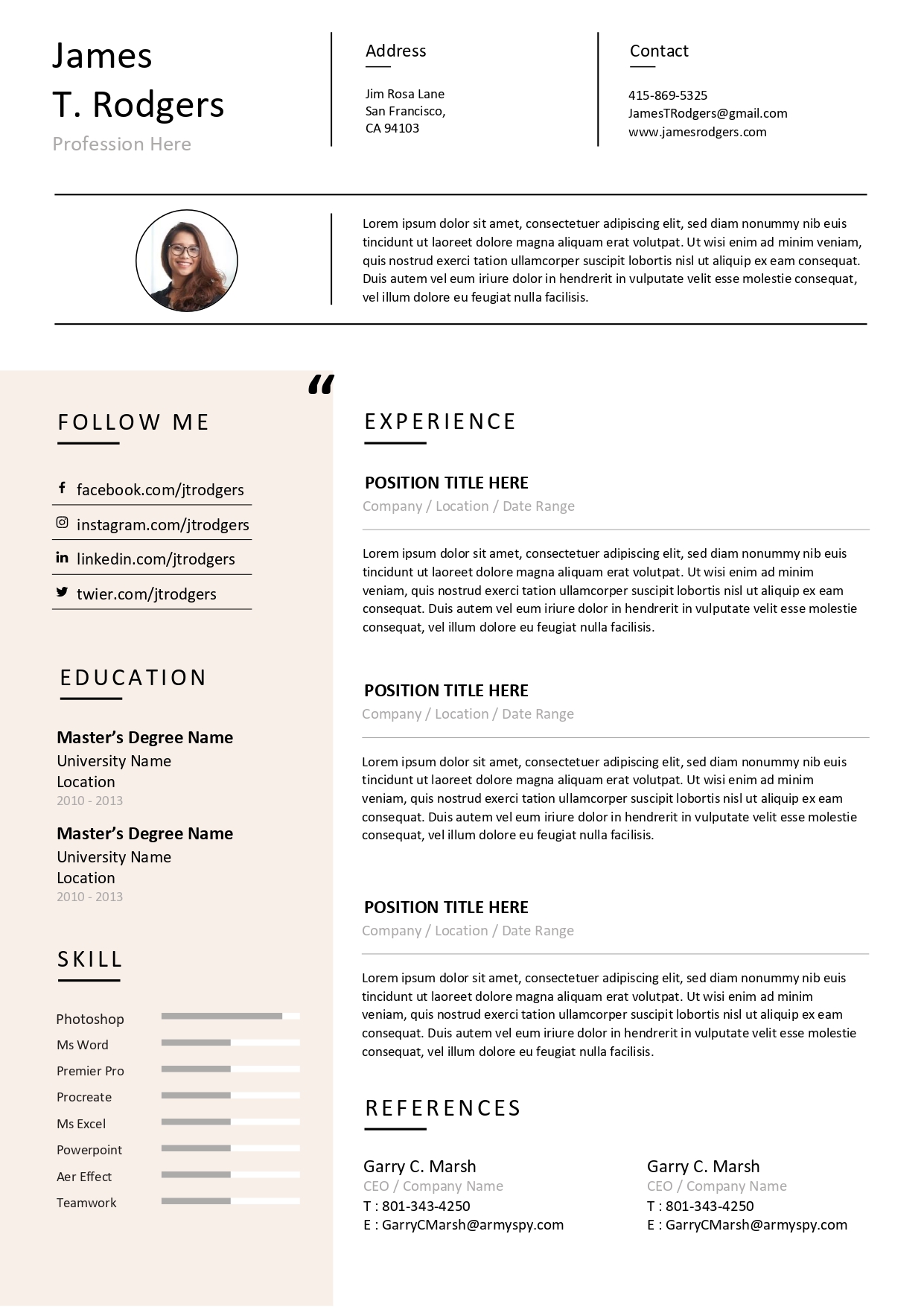 Contoh Template CV Word Gratis! - CV Resume Indonesia
