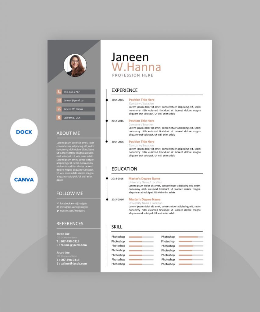 CV Template Canva and Word - Free Download - CVResume.co