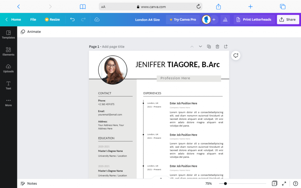 CV Template London - CVResume.co